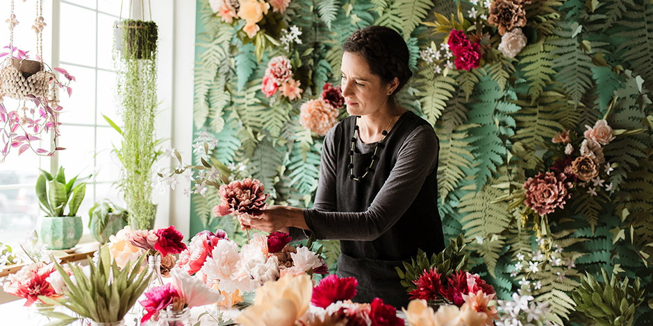 Paper Flower Installation at PDX - The Awesome Foundation